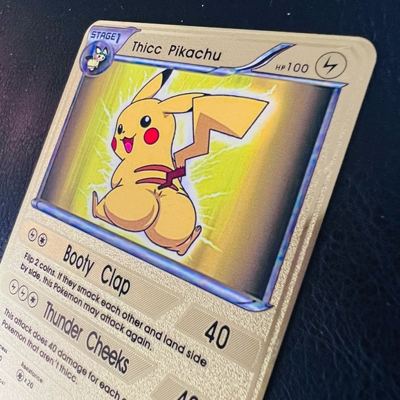 Games | Pokemon Thicc Pikachu Hp10 Metal Gold Card | Poshmark